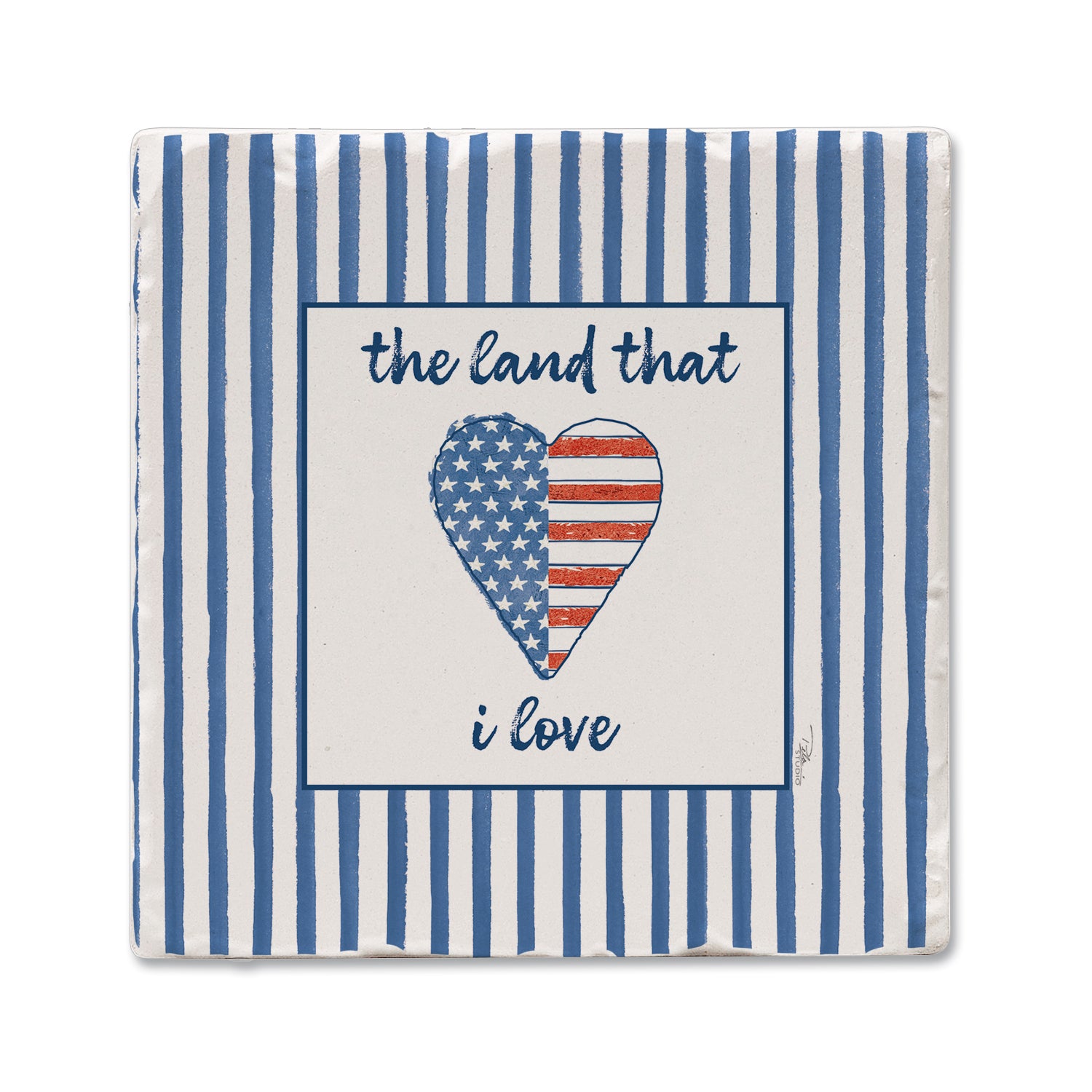 Thirstystone USA Cuties-Heart Single Tumbled Tile Coaster 4" Square Ma ...