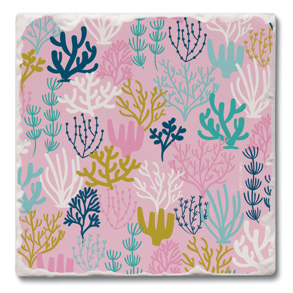 Thirstystone Coral Sea Parade Single Tumbled Tile Coaster 4" Square Cr ...